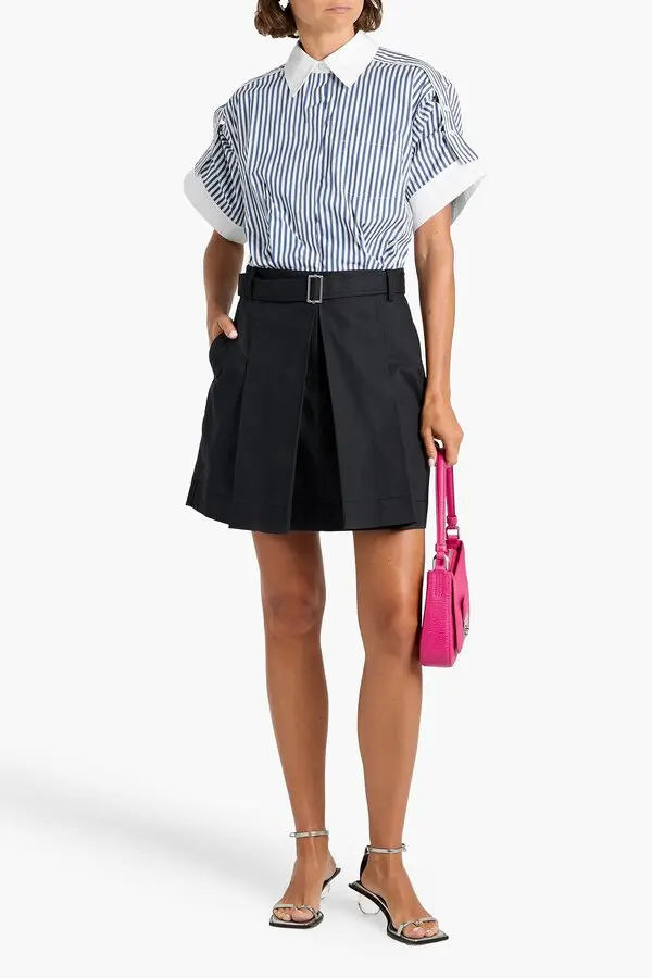 3.1 Phillip Lim Oxford Paneled Striped Mini Shirt Dress