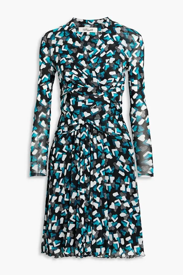 Diane Von Furstenberg Brenda Wrap-effect Printed Mini Dress - Black