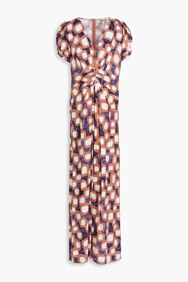 Diane Von Furstenberg Printed Woven Maxi Dress - Peach