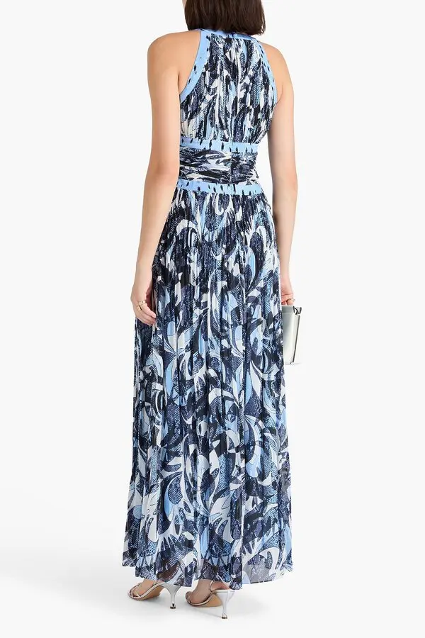 Diane Von Furstenberg Levada Printed Plissé-georgette Maxi Dress - Midnight Blue