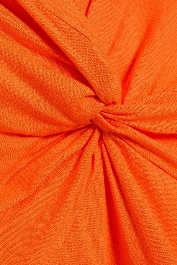 Alice + Olivia Mila Twisted Linen-blend Mini Shirt Dress - Orange