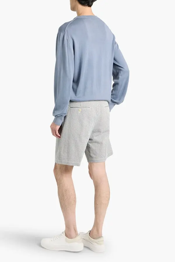 ALEX MILL Striped Cotton-seersucker Shorts