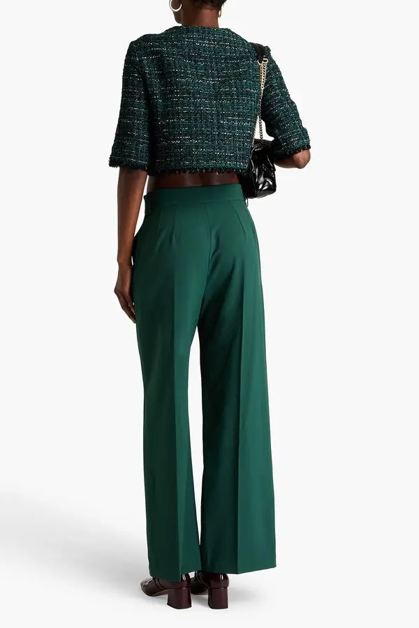 Maje Twill Wide-leg Pants - Forest Green