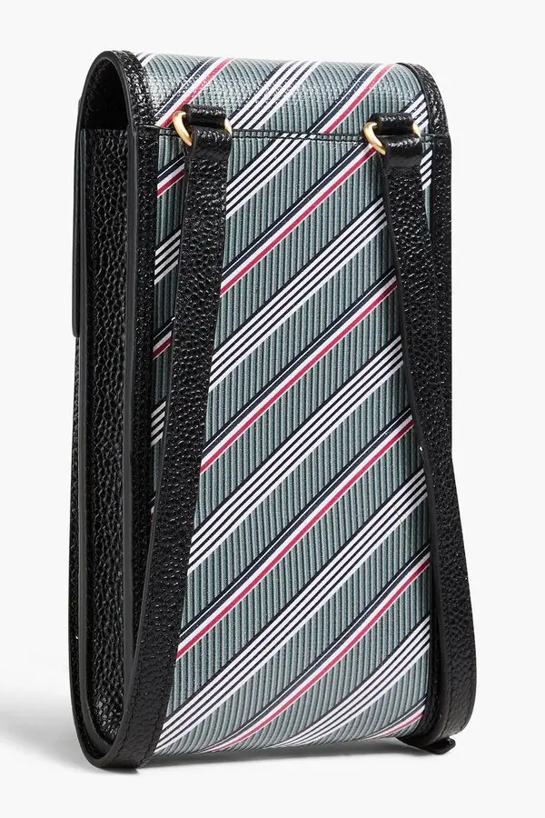 Thom Browne Striped Coated Canvas Phone Pouch