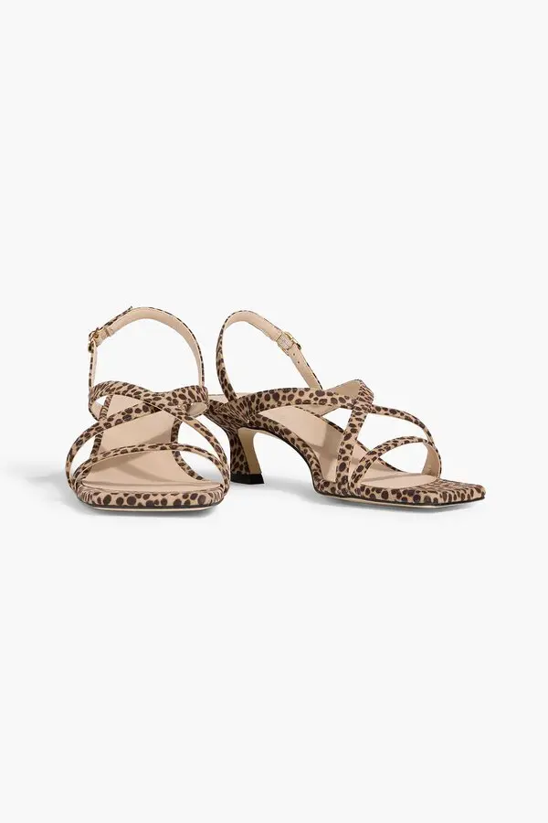 STUART WEITZMAN Oasis 50 Leopard-print Nubuck Slingback Sandals