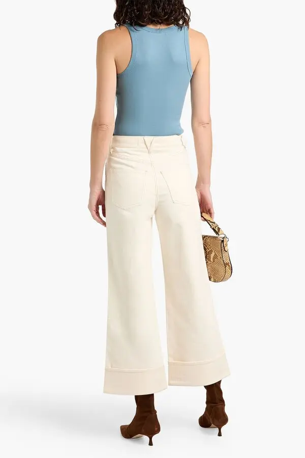 Veronica Beard Taylor Cropped Wide-leg Jeans - Ecru