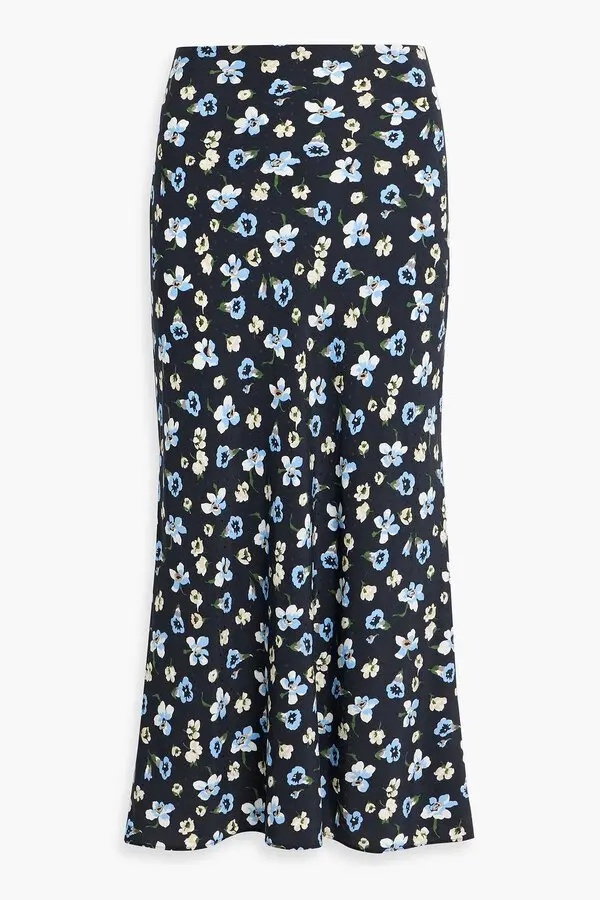 Veronica Beard Clover Floral-print Jacquard Midi Skirt - Navy