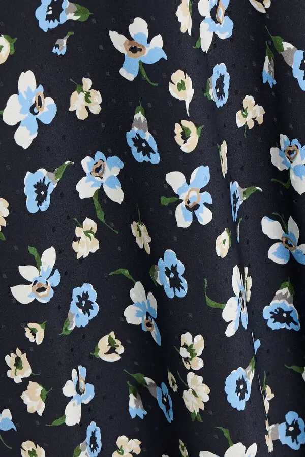 Veronica Beard Clover Floral-print Jacquard Midi Skirt - Navy