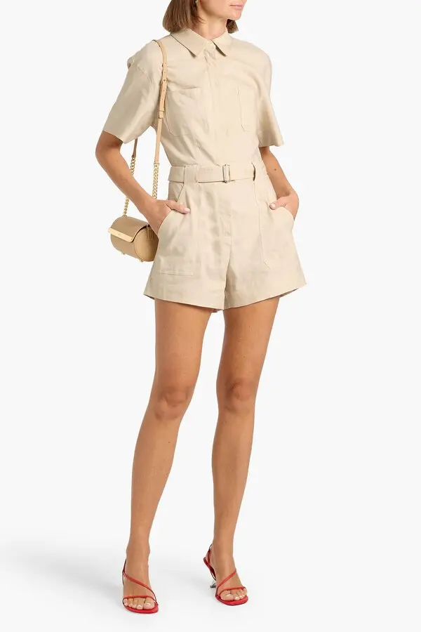 Simkhai Aspen Belted Linen-blend Playsuit