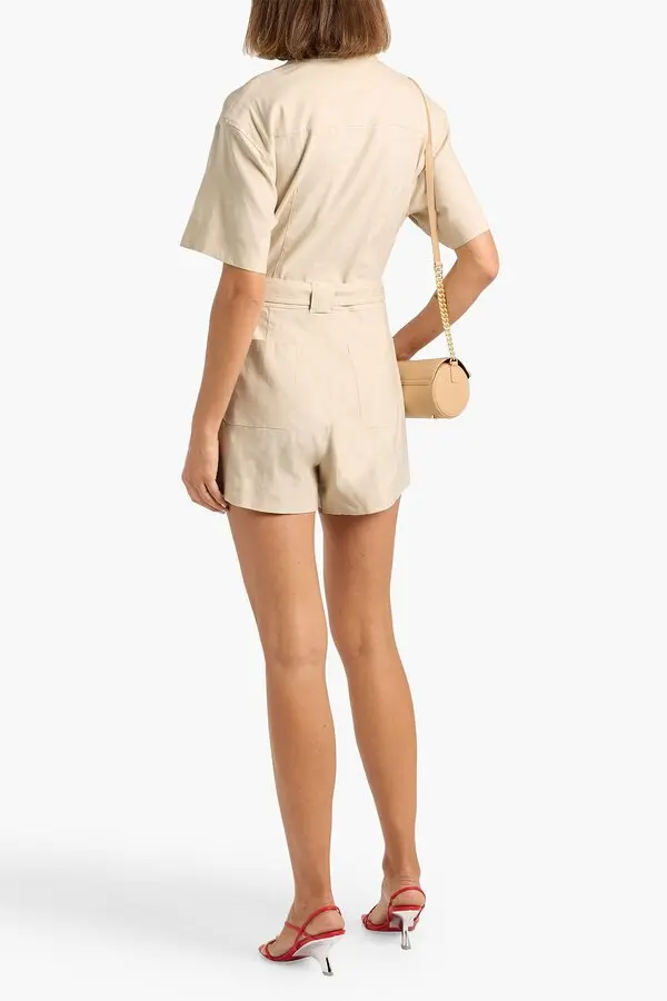 Simkhai Aspen Belted Linen-blend Playsuit