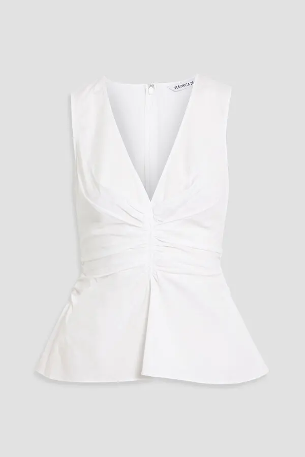 Veronica Beard Aiden Ruched Poplin Top