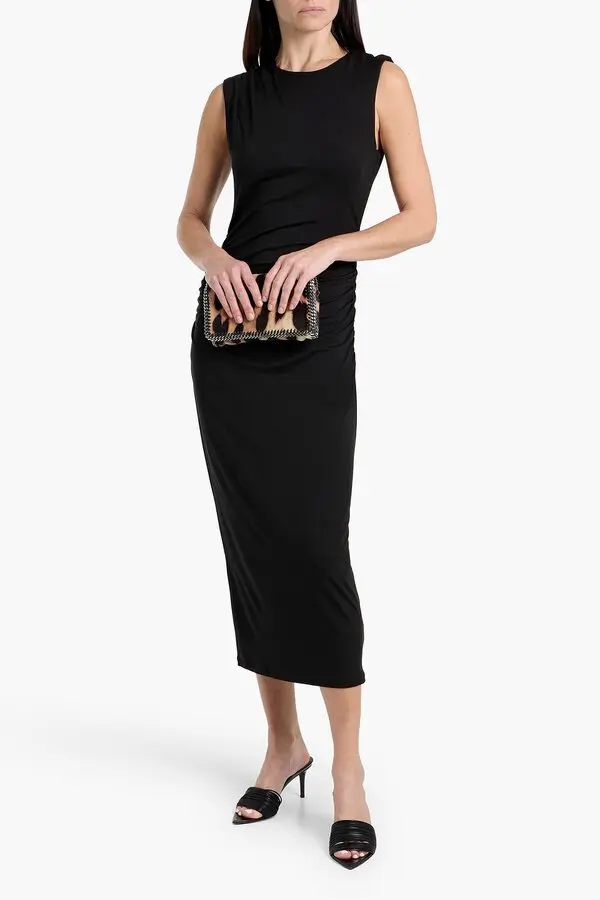 black sneaker ball dress Ruched Knit Midi Dress in Black main image 0