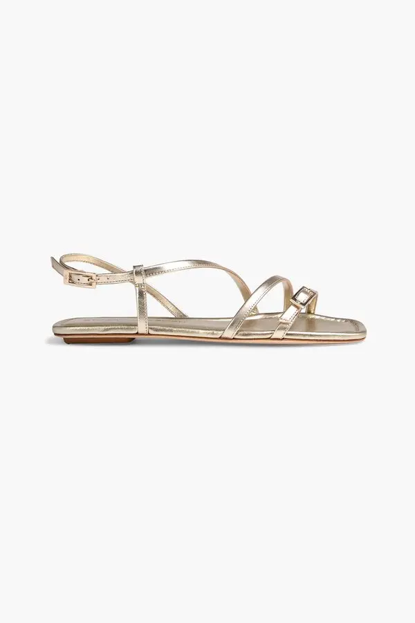 STUART WEITZMAN Georgie Metallic Leather Sandals - Gold