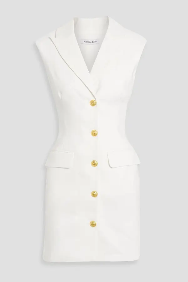 Veronica Beard Fairfax Linen-blend Twill Mini Dress - Off-white