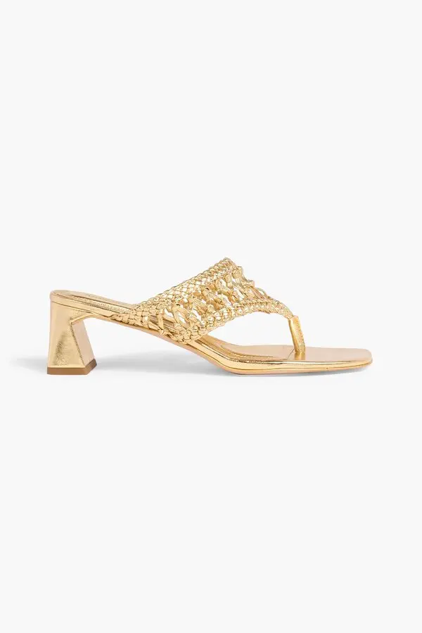 Simkhai Alia Metallic Woven Mules