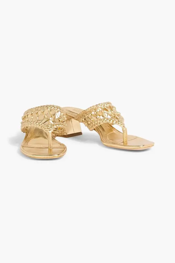 Simkhai Alia Metallic Woven Mules