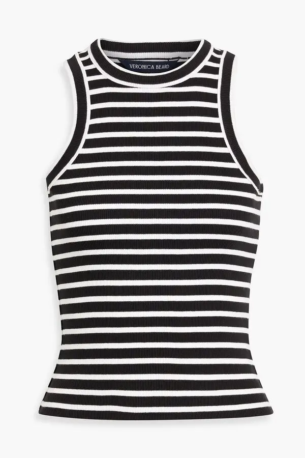 Veronica Beard Jordyn Cropped Striped Tank - Black