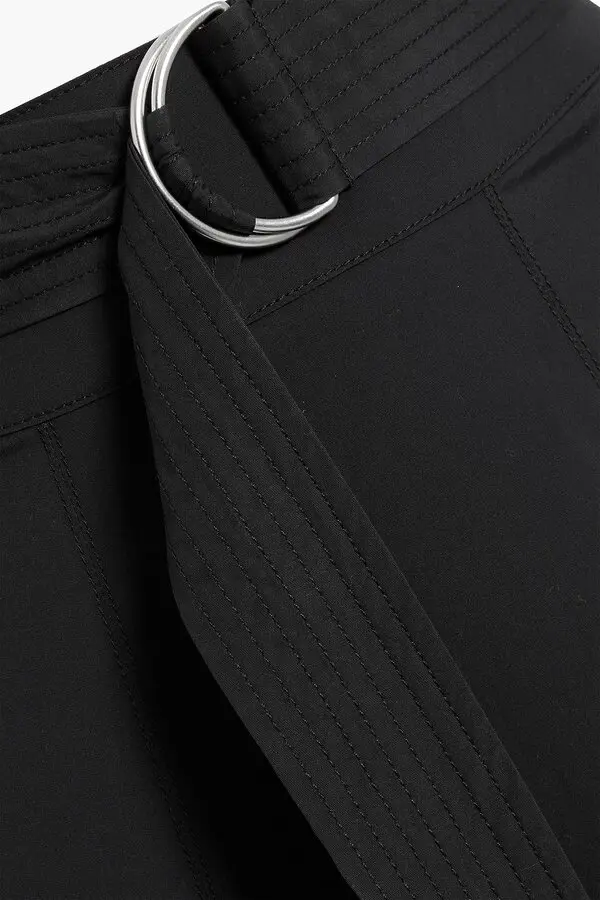 Veronica Beard Facia Belted Cotton-blend Poplin Midi Skirt - Black