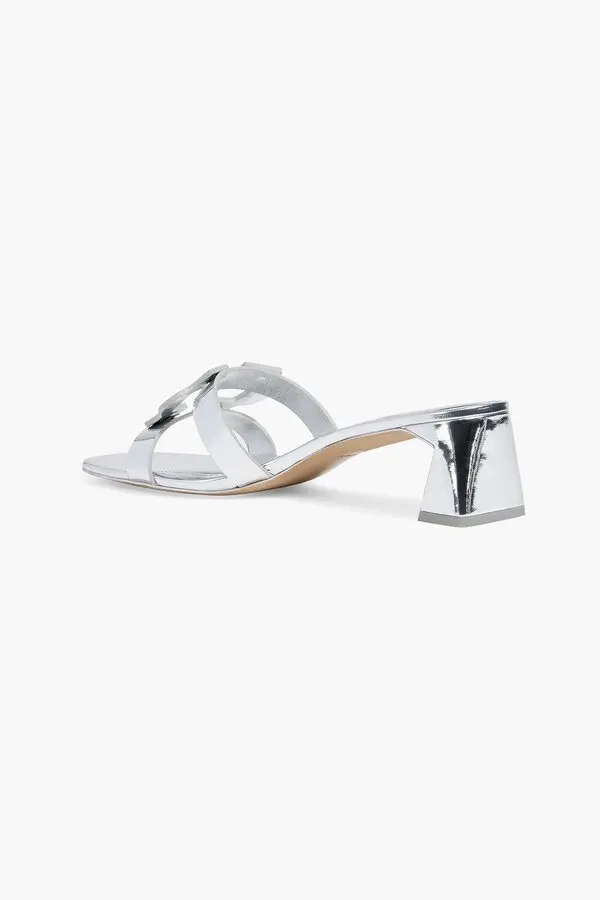 Simkhai Monogram Appliquéd Mirrored-leather Mules