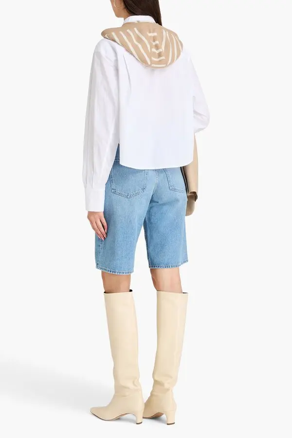 Veronica Beard Striped Wool And Cashmere-blend Hooded Dickey