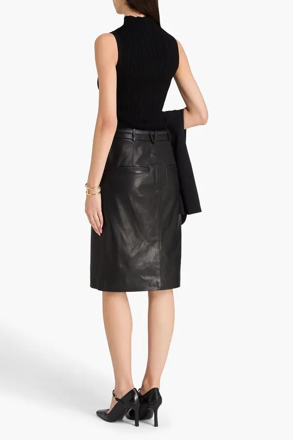 Veronica Beard Leather Midi Skirt