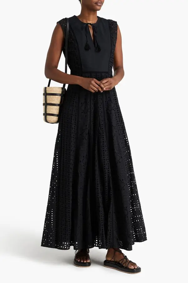 Veronica Beard Alina Broderie Anglaise Cotton Maxi Dress