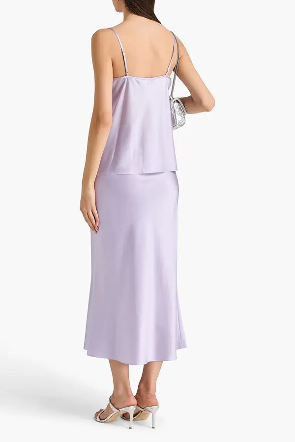 Veronica Beard Clover Silk-blend Satin Midi Skirt - Lavender