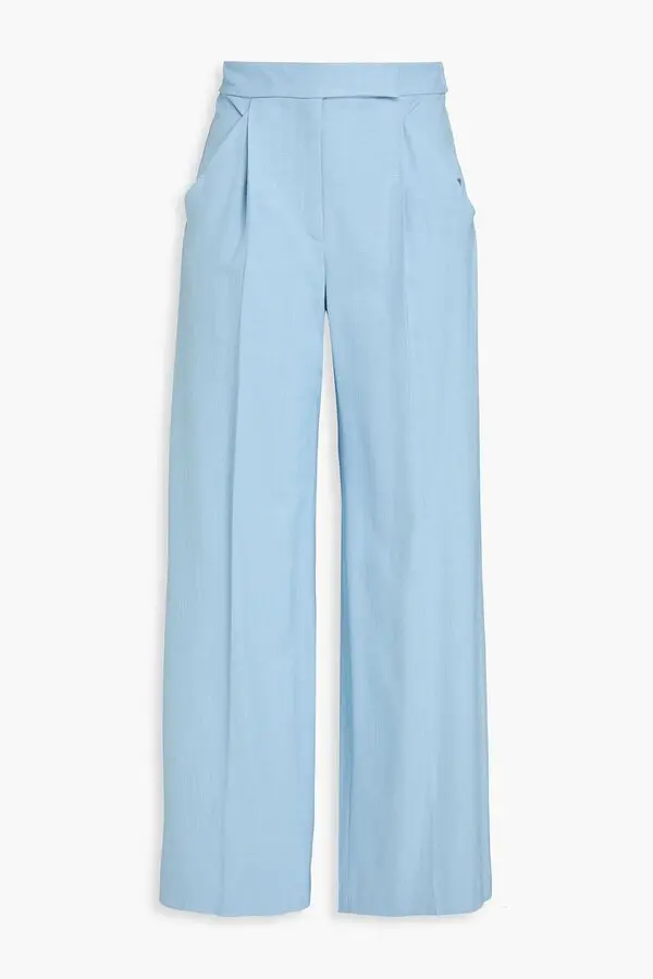 Veronica Beard Marbeau Pleated Canvas Wide-leg Pants - Light Blue