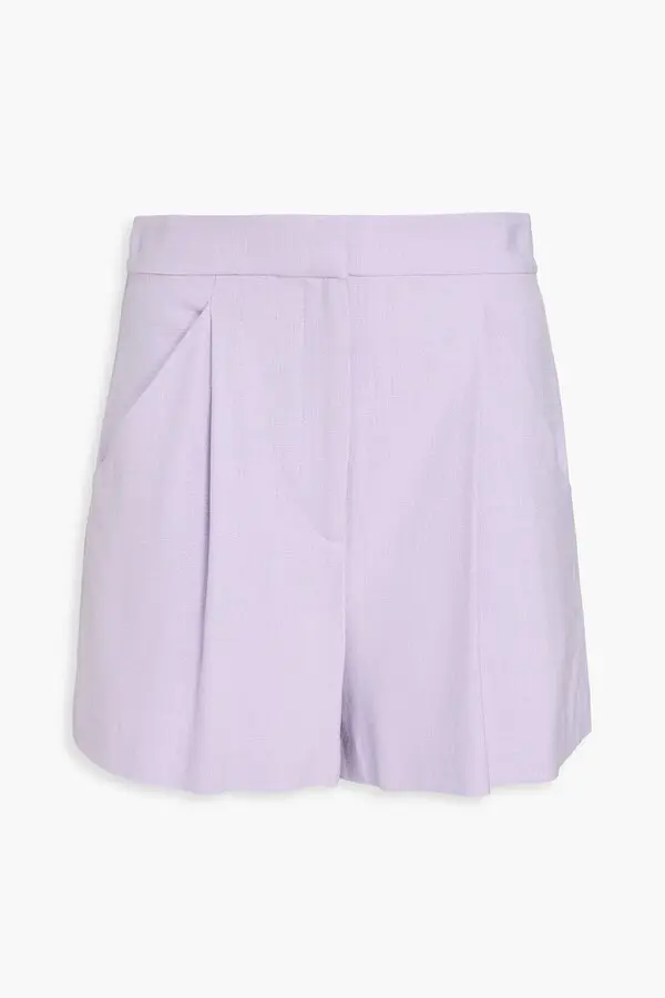 Veronica Beard Elbe Pleated Crepe Shorts