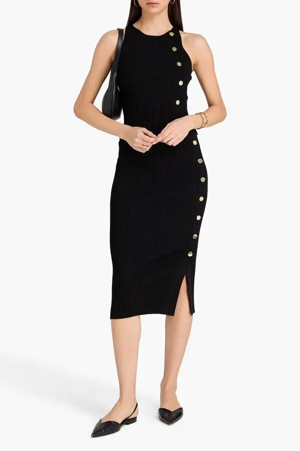 Veronica Beard Tanner Ribbed-knit Midi Skirt