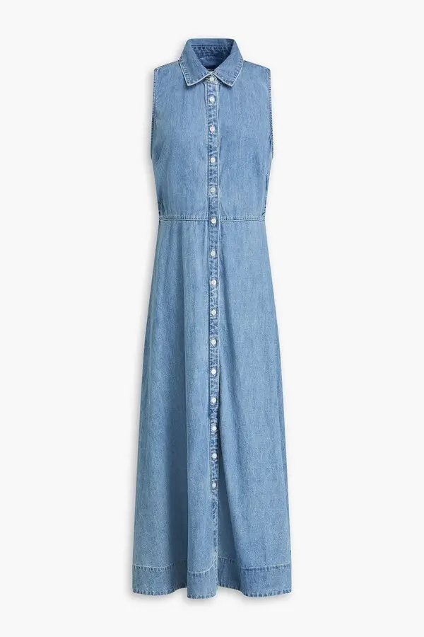 Veronica Beard Fuller Denim Midi Shirt Dress - Light Denim