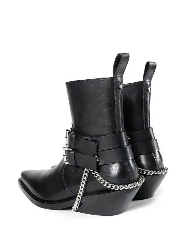 ANN DEMEULEMEESTER Kiril Santiago Buckle Chain Leather Boots