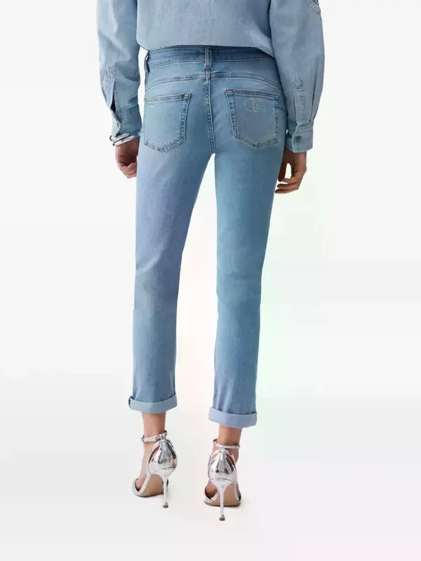 Liu Jo Gemstone Appliqué Turn-up Jeans