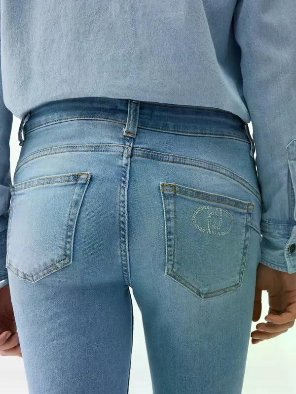 Liu Jo Gemstone Appliqué Turn-up Jeans
