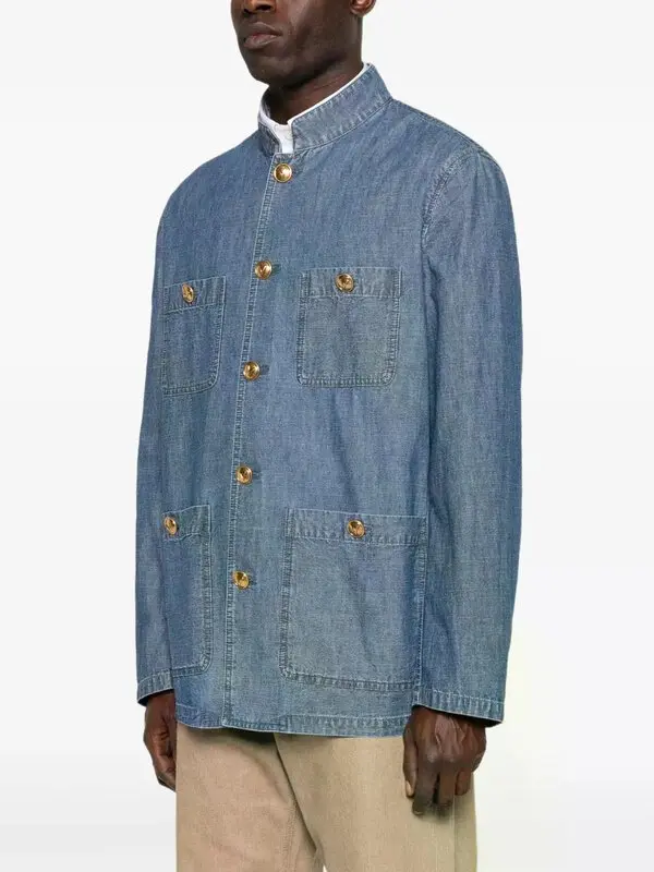 Valentino Garavani Sahariana Buttoned Pocket Shirt Jacket - Blue