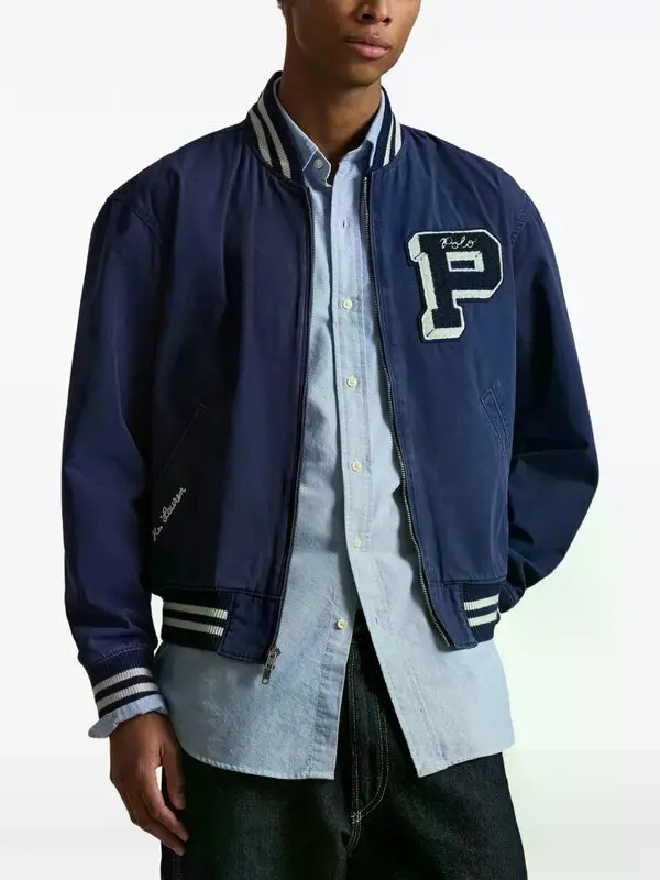 Polo Ralph Lauren Appliqué Striped-trim Jacket - Blue