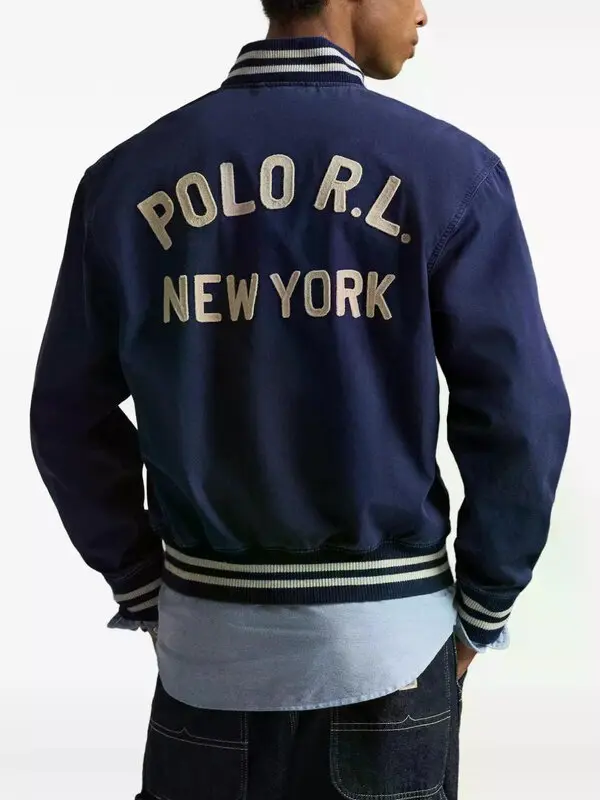 Polo Ralph Lauren Appliqué Striped-trim Jacket - Blue