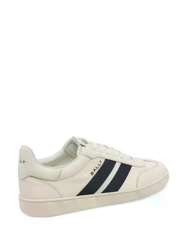 Bally Leather Sneakers With Logo Stripe - Neutrals