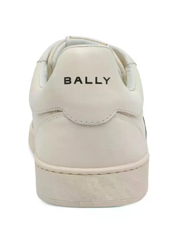 Bally Leather Sneakers With Logo Stripe - Neutrals