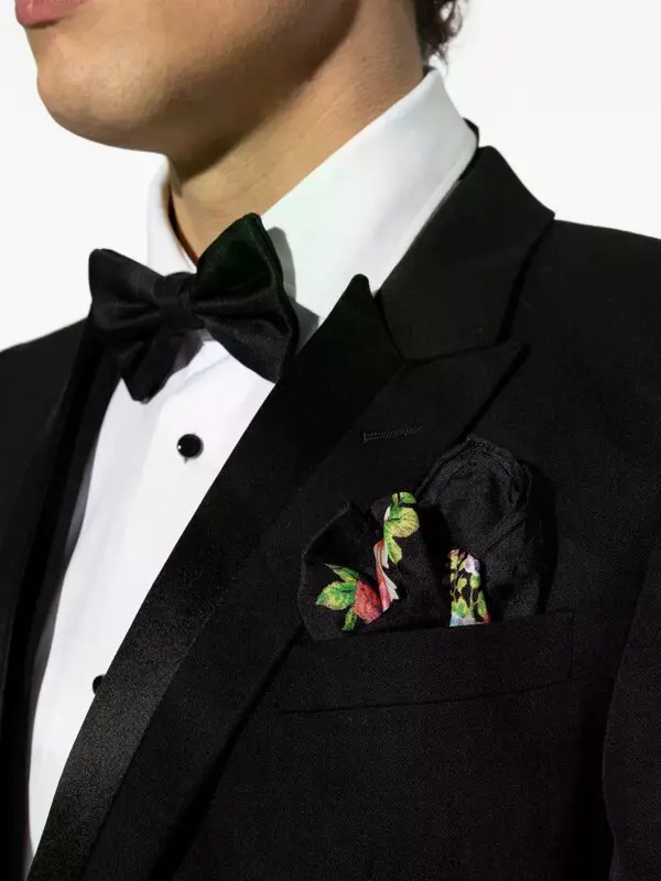 Moschino Floral Silk Pocket Square