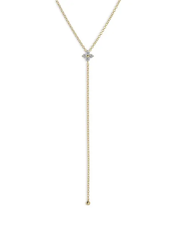 Ef Collection 14k Yellow Diamond Fleur Lariat Necklace - Gold