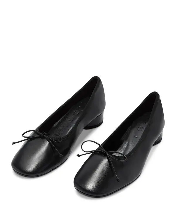 AeydĒ Onda Leather Bow Flats - Black