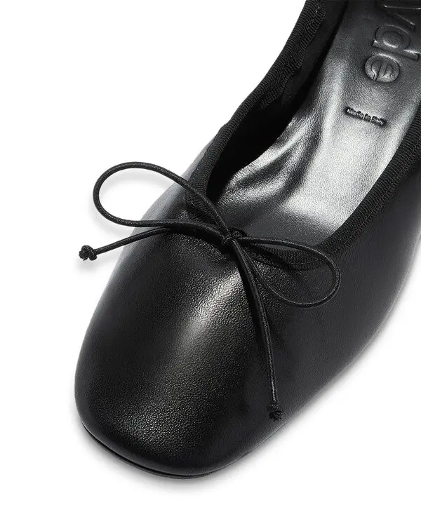 AeydĒ Onda Leather Bow Flats - Black