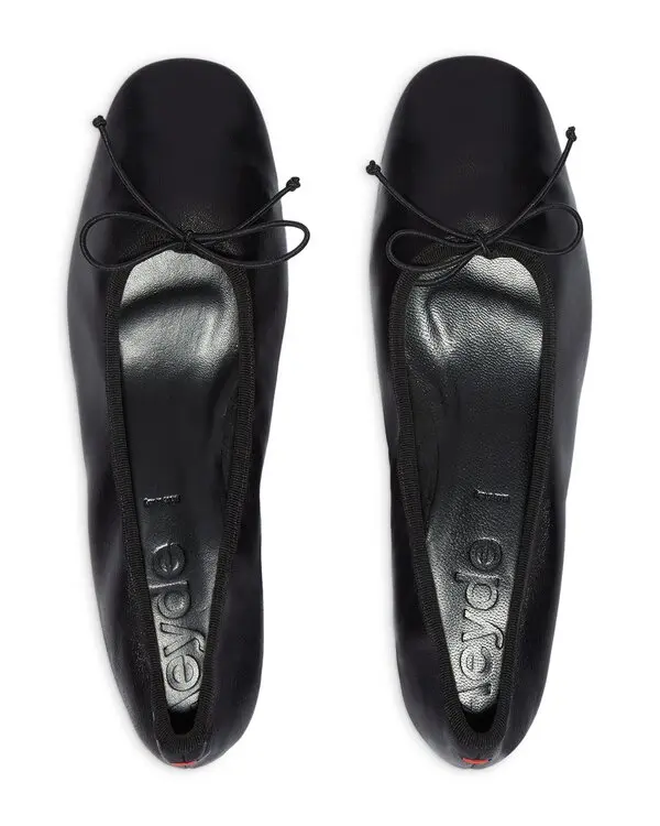 AeydĒ Onda Leather Bow Flats - Black