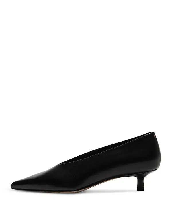 AeydĒ Clara Leather Kitten Heel Pumps - Black