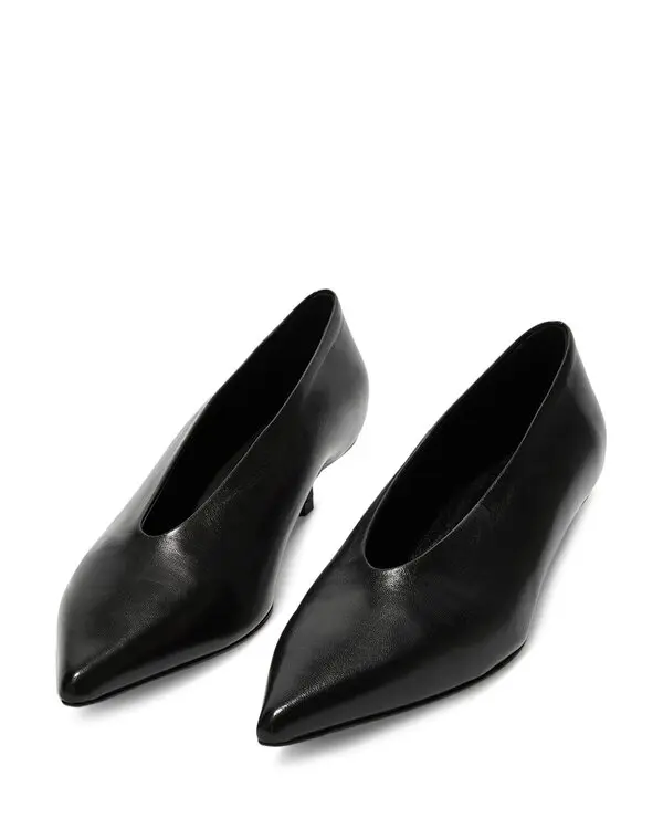 AeydĒ Clara Leather Kitten Heel Pumps - Black