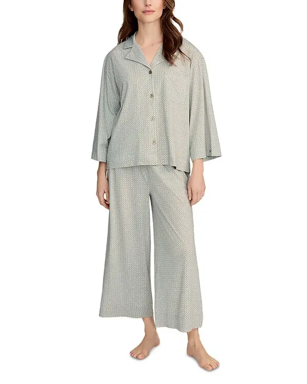 PETITE PLUME Olivia Pima Cotton Wide Leg Pajama Set - Green