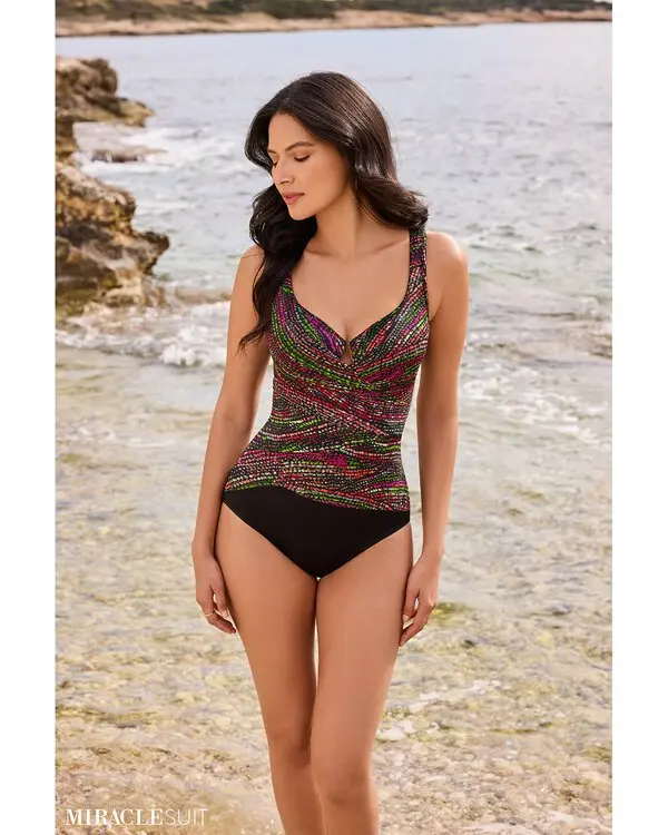 Miraclesuit Light Show Escape One Piece Swimsuit - Black/multi