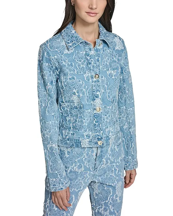 Karl Lagerfeld Paris Floral Denim Jacket