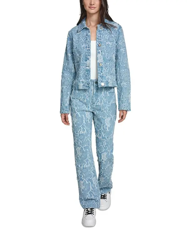 Karl Lagerfeld Paris Floral Denim Jacket